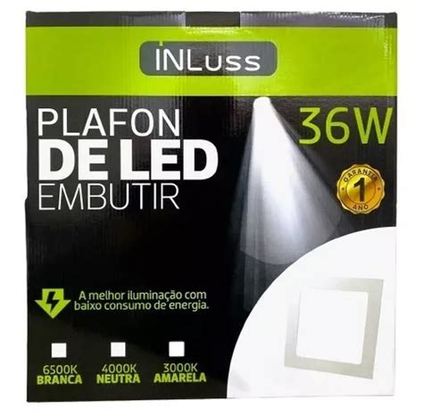 Panel LED cuadrado empotrado para techo 36 W 6500 K blanco frío