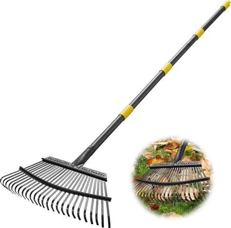 CLEANHOME Râteaux à feuilles en métal pour pelouses outils de