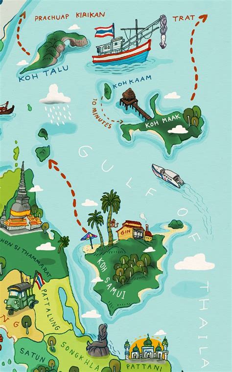 A Twist Of Thailand On Behance Cartoon Map Thailand Art City Maps