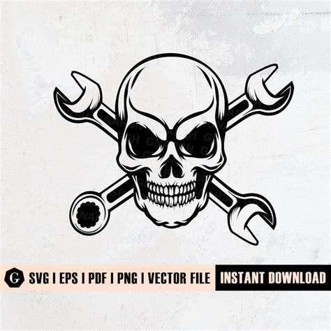 Skull Mechanic SVG Mechanic Logo Wrenches Svg Mechanic Skull Png Skull