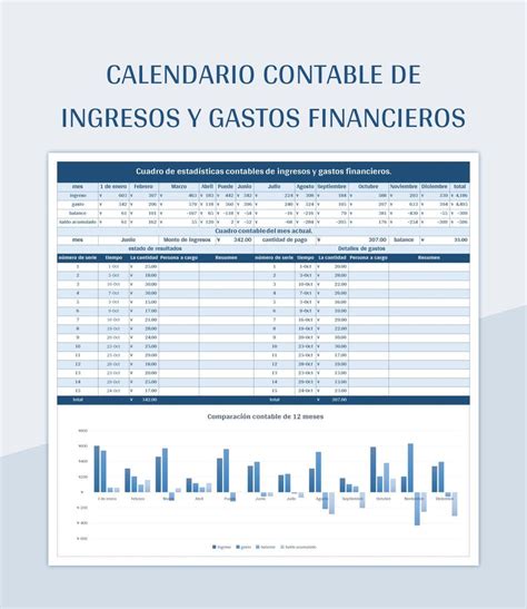Plantilla De Excel Calendario Contable De Ingresos Y Gastos Financieros