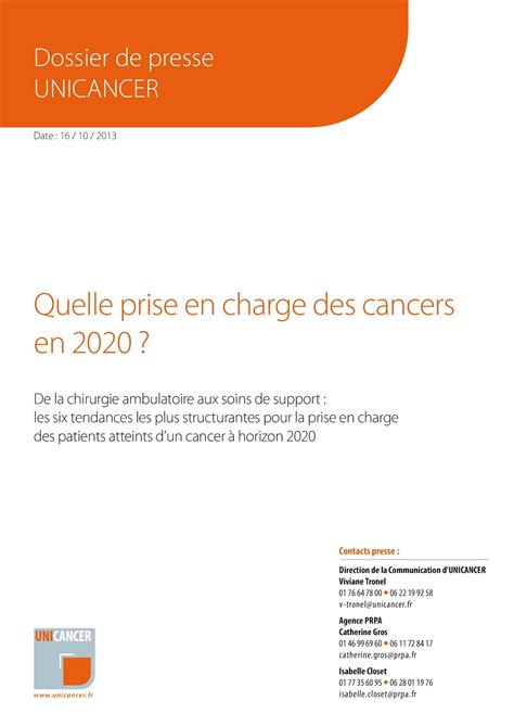 Calaméo 2013 10 Tendances Prises En Charge Cancers 2020 Unicancer Gp