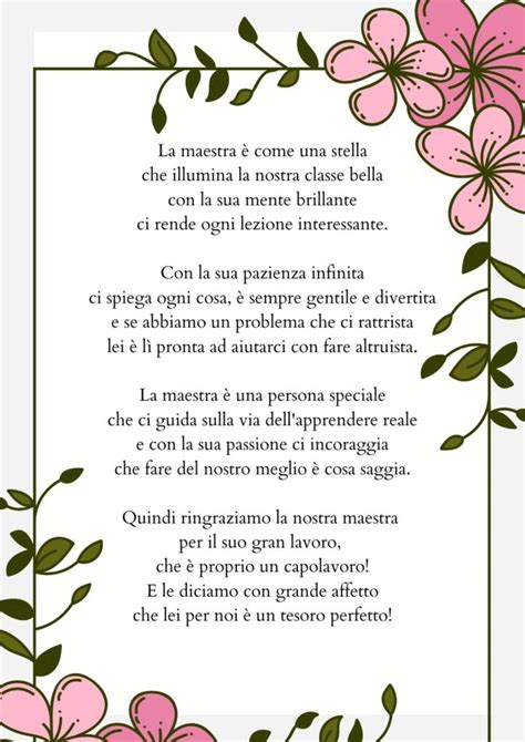 Filastrocche E Poesie Per Maestra Da Stampare PDF GBR