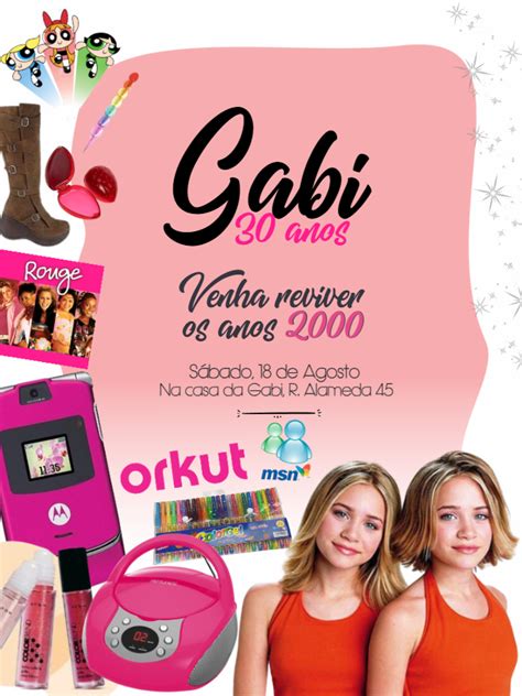 Convite de aniversário anos 2000 Vintage Edite grátis nosso