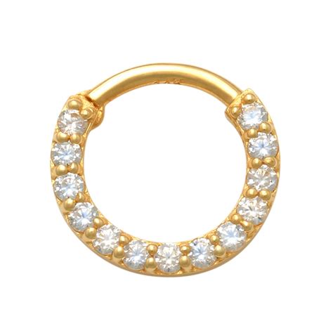 Anygolds 14K Real Solid Gold Diamond CZ Hoop Earring Cartilage Daith