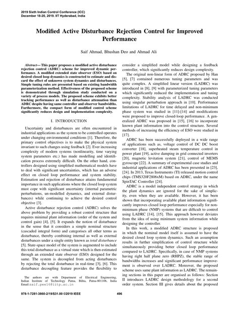pdf modified active disturbance rejection control for improved performance