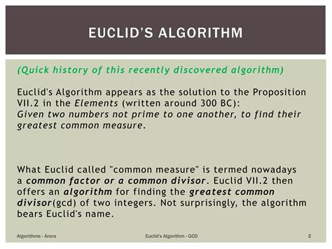 euclid s algorithm for greatest common divisor time complexity analysis ppt
