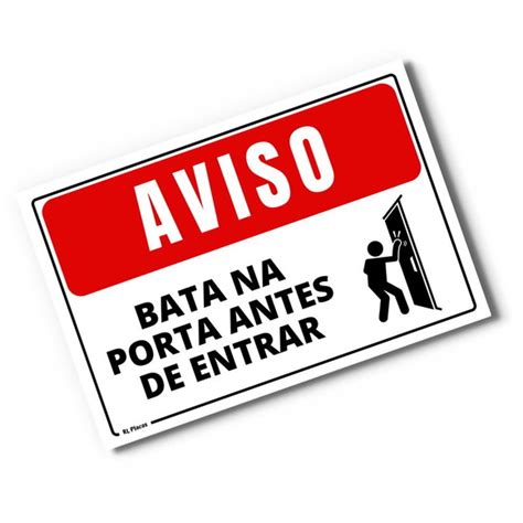 Placa Aviso Bata Na Porta Antes De Entrar 40x30cm Vermelha Elo7