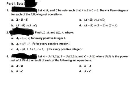 solved 1 let a b and c be sets such that a∩b∩c ∅ draw a