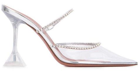 AMINA MUADDI Gilda Glass Mules In White Lyst