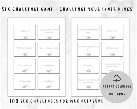 100 Sex Challenges Printable Couple Intimacy Game To Explore Your Fetishes And Kinks In The