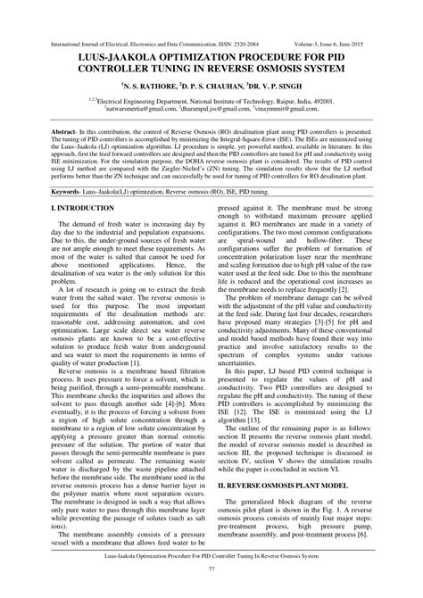 pdf luus jaakola optimization procedure for pid controller tuning in reverse osmosis system