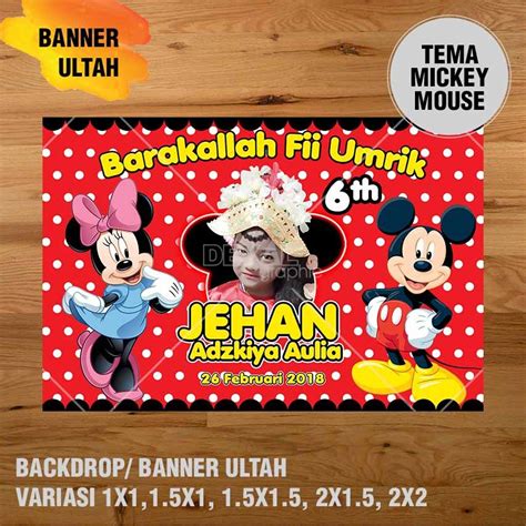 Jual MICKEY MOUSE MINNIE MOUSE BANNER ULTAH BACKDROP ULTAH SPANDUK
