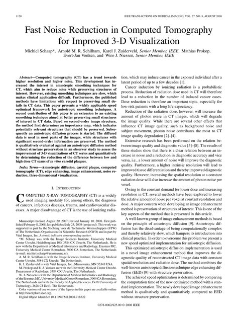 pdf fast noise reduction in computed tomography for improved 3 d visualization