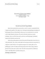 Nuclear Energy Radiation Docx Pros And Cons Of Nuclear Energy Gaoa 1