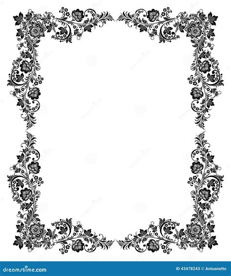 Marco Blanco Y Negro Del Vintage Ilustración del Vector Imagen 43478243