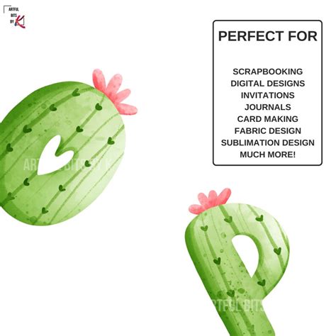 Cactus Alphabets Clipart Cactus Alphabet Succulent Font Etsy