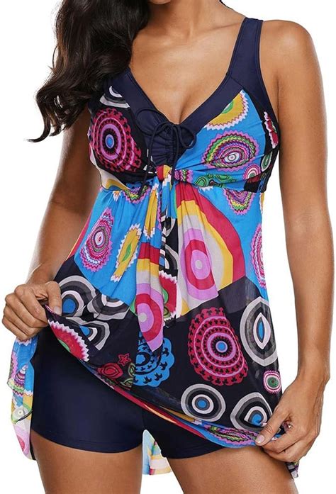 Bañador con Falda Traje de baño de Una Pieza Plus Talla para Mujer