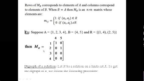relations matrix digraph composition of relations youtube