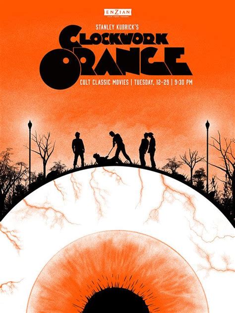 An Orange And White Poster With The Words Clockwork Orange On It S Side
