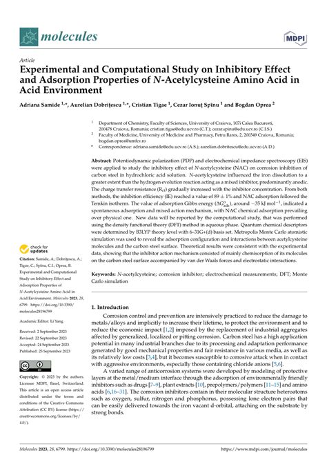 PDF Experimental And Computational Study On Inhibitory Effect And