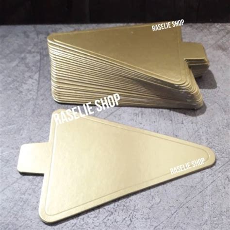 Jual Set Pcs Tatakan Emas Segitiga Besar Kue Tiramisu Alas Cheese