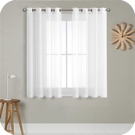 Mrtrees Voile Curtains Inch Drop Panels Faux Linen Eyelet Sheer