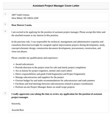 Assistant Project Manager Cover Letter Velvet Jobs