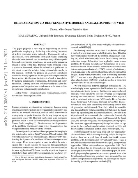 pdf regularization via deep generative models an analysis point of view