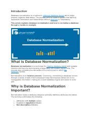 What Is Normalization In Database Pdf Introduction Database