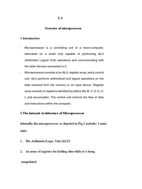 overview of microprocessor pdf central processing unit programming
