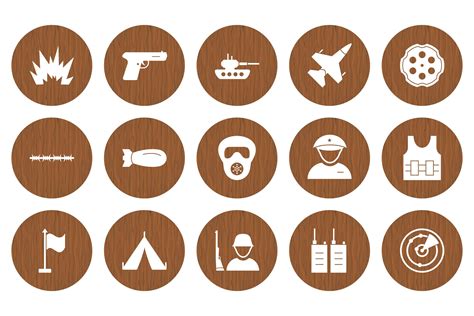 Set Of Military And Army Icons Icons Design Bundles