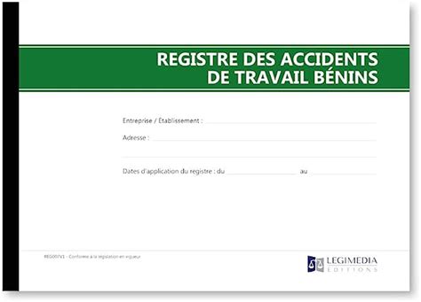Registre des accidents du travail bénins Conforme à la legislation
