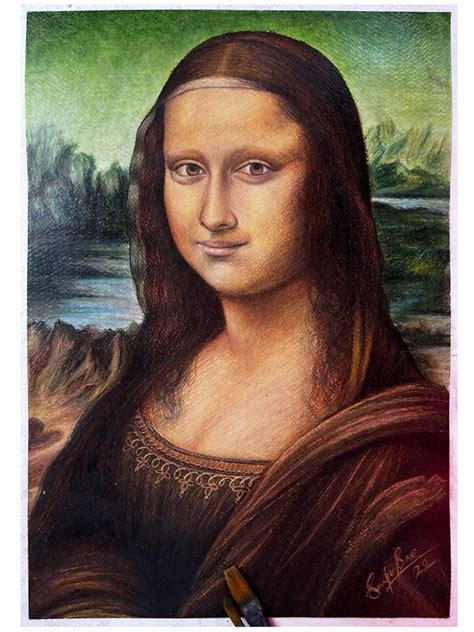 Mona Lisa Oil Pastel Color Painting By Sanju Basu Exotic India Art