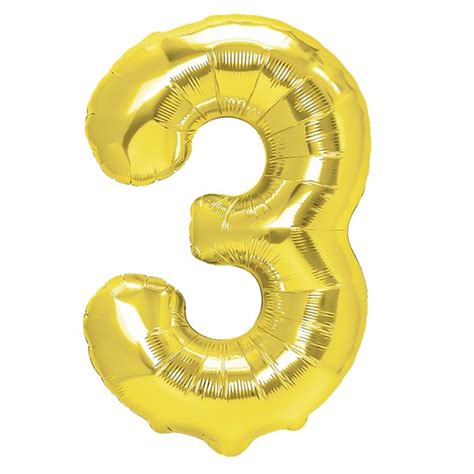 Balon Foliowy Cyfra 3 Złota 100 Cm PartyPal Przyjęcia i okazje w