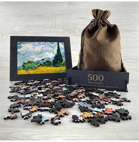 Vincent Van Gogh Wooden Jigsaw Puzzle Wheatfield With Cypresses