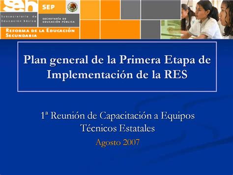 PPT Plan General De La Primera Etapa De Implementaci N De La RES