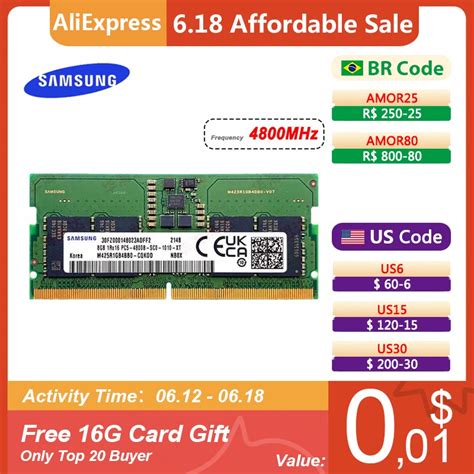 Samsung Notebook Ddr5 Ram 8gb 16gb 32gb 4800mhz Original So Dimm 288pin