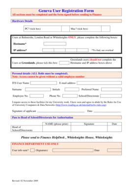 Fillable Online Reading Ac Geneva User Registration Form University