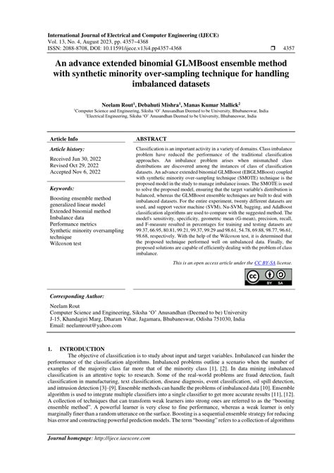 pdf an advance extended binomial glmboost ensemble method with synthetic minority over