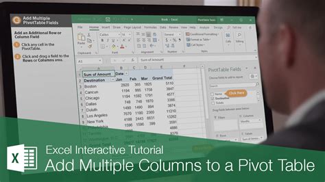 Add Multiple Columns To A Pivot Table Customguide