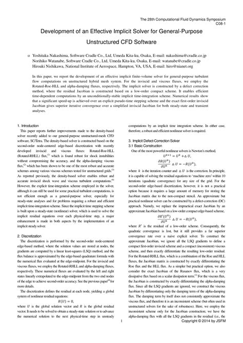 pdf development of an effective implicit solver for general purpose unstructured cfd software