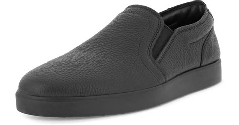 Ecco Leather Street Lite Slip On Sneaker In Black Black Black For Men