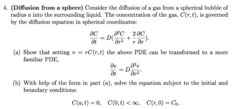 Solved Diffusion From Sphere Consider The Diffusion Of A Gas From