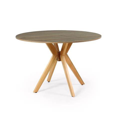 Mesa de Jantar Redonda 120cm Marci em Madeira Maciça e MDF Natural