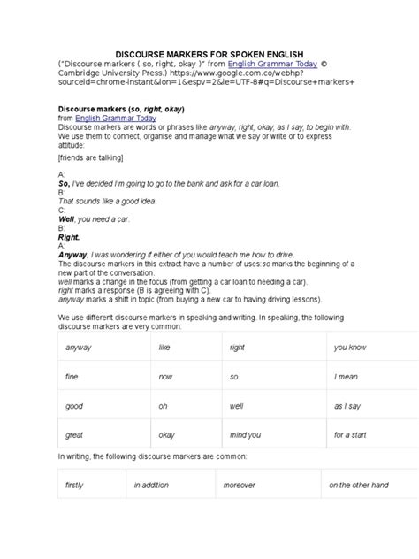 discourse markers for spoken english pdf discourse english language