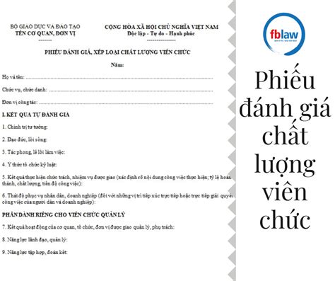 Mẫu phiếu đánh giá xếp loại chất lượng viên chức