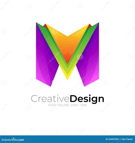 M Logotipo Letra M E 3d Colorido Ilustração do Vetor Ilustração de