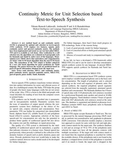 pdf continuity metric for unit selection based text to speech synthesis dokumen tips