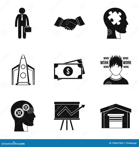 Iconos Perfectos Fijados Estilo Simple Del Plan Ilustración del Vector